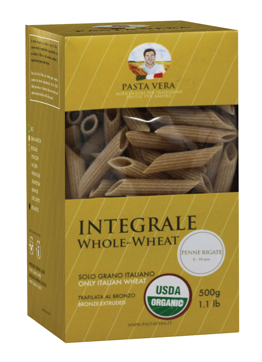 Pasta Vera Whole Wheat Organic Penne Rigate Pasta - Artisanal Italian Foods