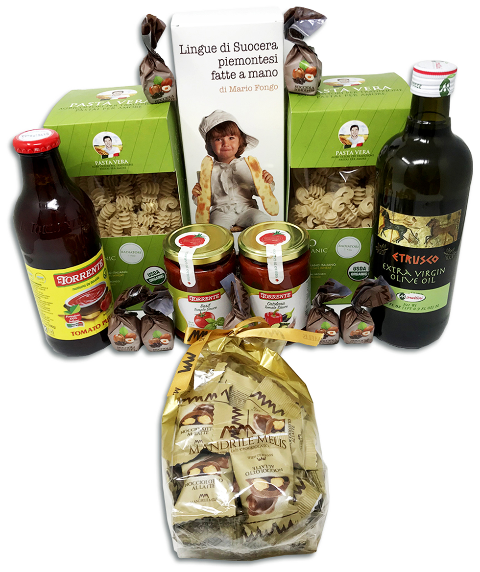 Italian Food Gift Basket Pasta Oil Sauce Breadsticks Chocolate
