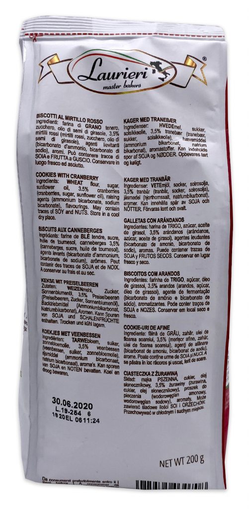 Laurieri Frolletti Cranberry Italian Cookies 200g - Artisanal Italian Foods