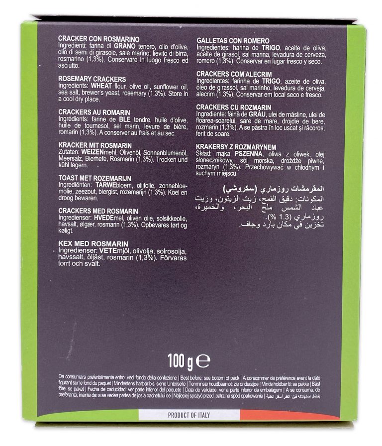 Laurieri Scrocchi Rosemary Italian Crackers 100g - Artisanal Italian Foods