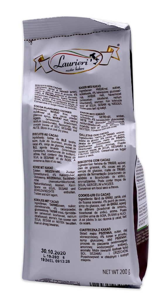 Laurieri Italian Quadrotti Chocolate Cookies 200g - Artisanal Italian Foods